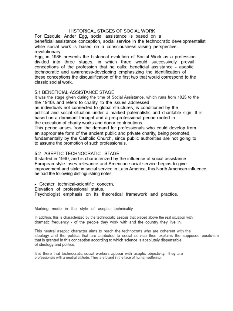 Historical Stages of Social Work | PDF | Reality | Ideologies