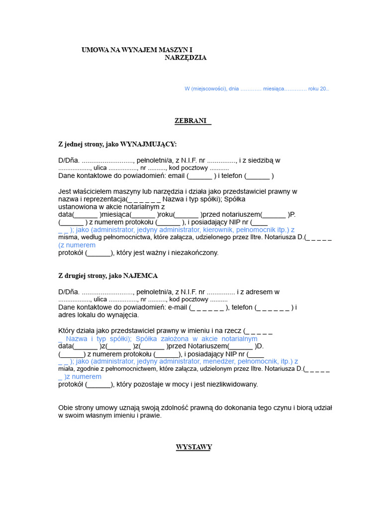 Umowa Najmu Sprzętu | PDF