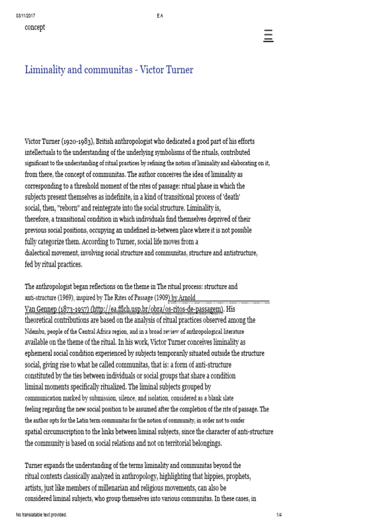 Victor Turner Communitas | PDF | Rituals | Cultural Anthropology