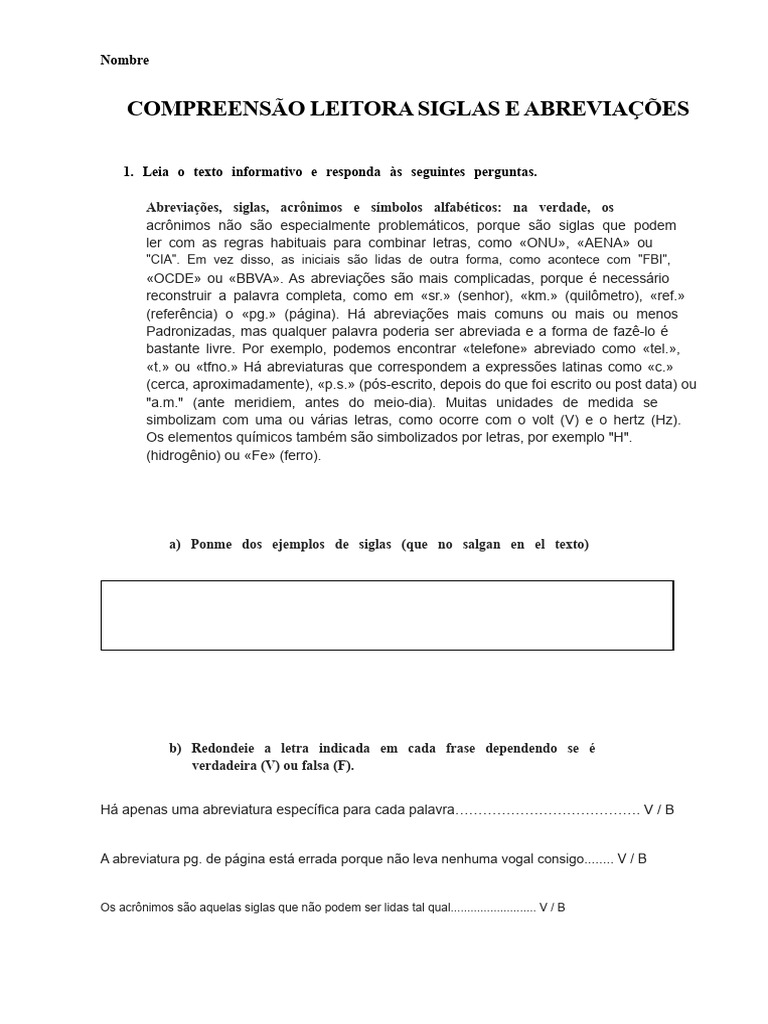 Abreviações e Siglas em Português | PDF