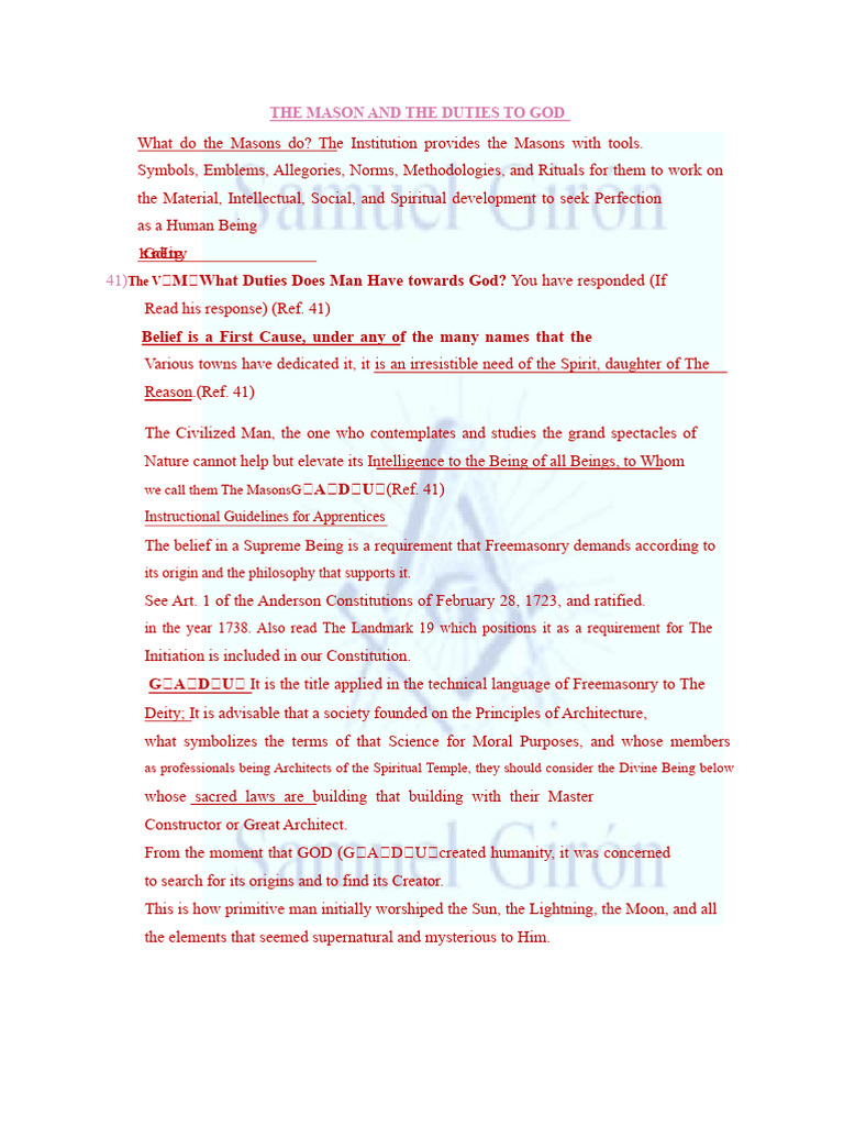 The Mason and Duties Toward God | PDF | Freemasonry | Deities