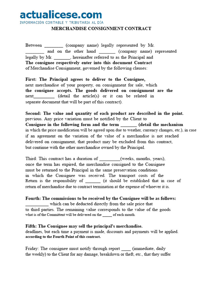 Merchandise Consignment Agreement Template | PDF | Business | Business Law