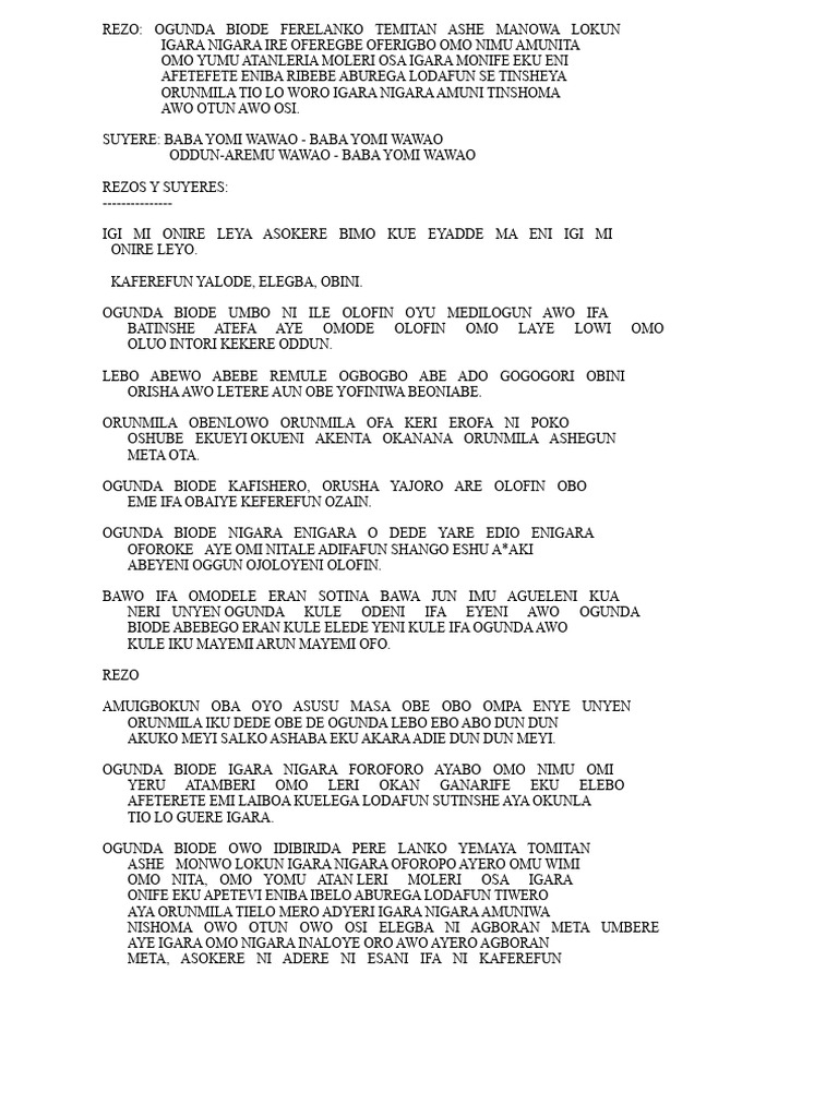 Ogunda Biode - Prayers and Offerings | PDF