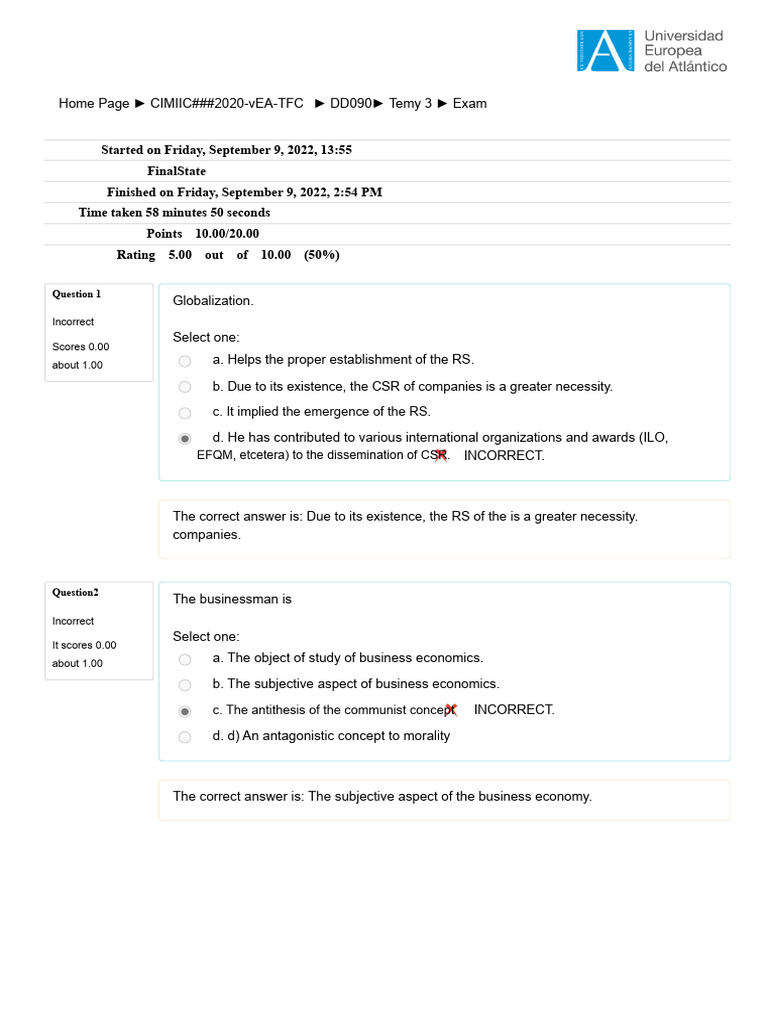 Business Ethics Test - DD090 | PDF | Organizational Culture | Corporate ...