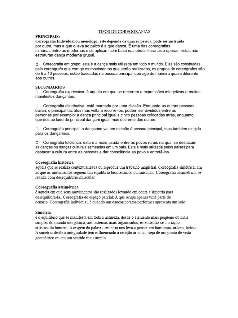 Tipos de Coreografias | PDF