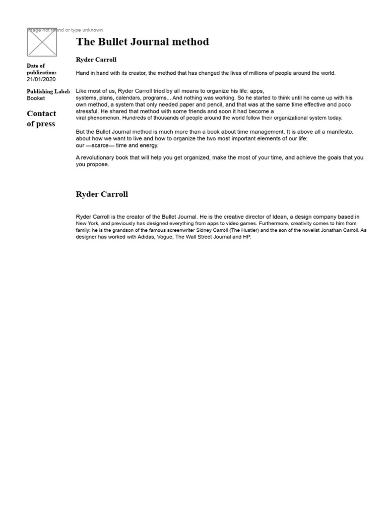 The Bullet Journal Method by Ryder Carroll | PDF