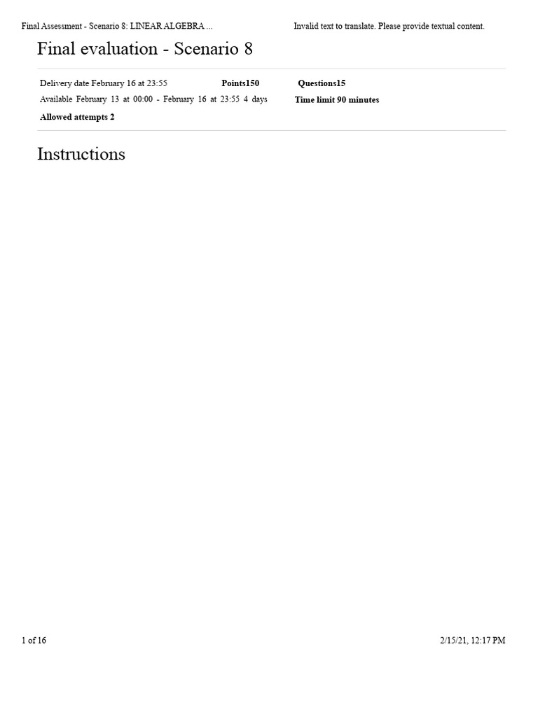 Final Scenario 8 Linear Algebra | PDF | Eigenvalues And Eigenvectors | Matrix (Mathematics)