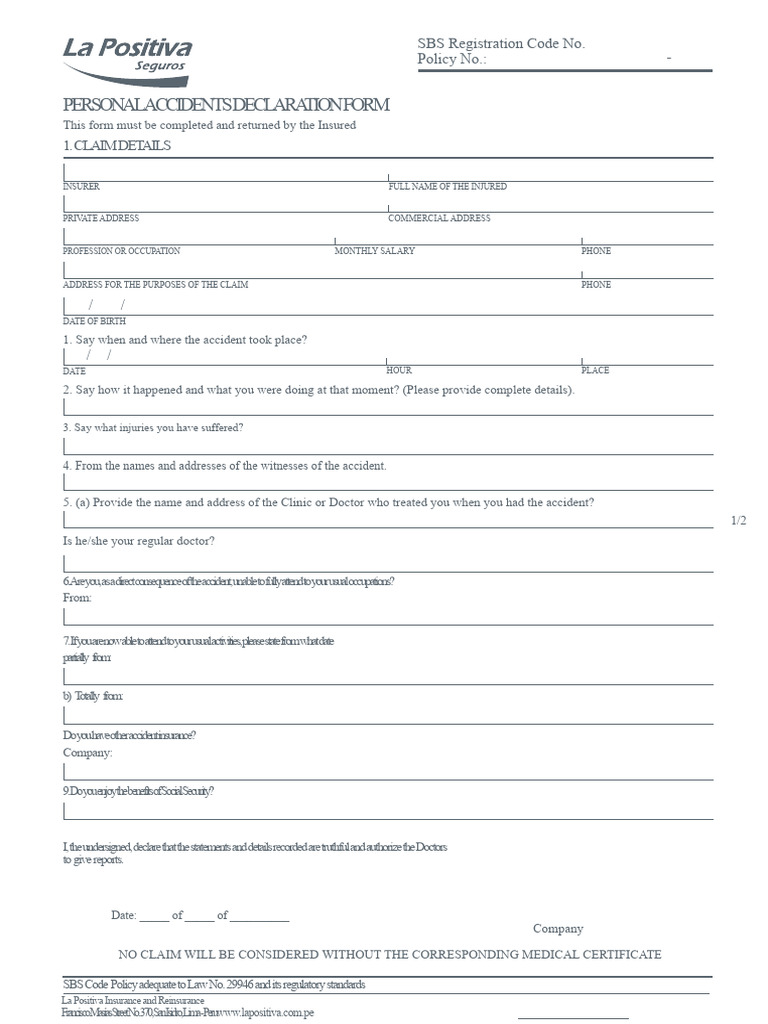 Format - Declaration of Positive Appraisal Unsa | PDF | Insurance ...
