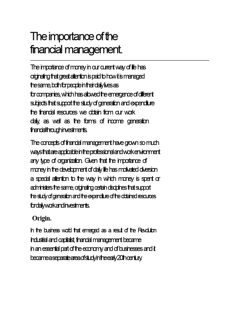 The Importance of Financial Management | PDF | Expense | Investing