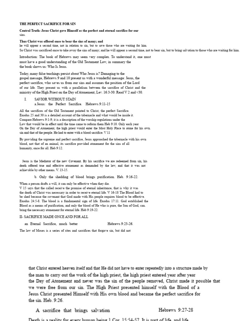 The Perfect Sacrifice for Sin | PDF | Sacrifice | Jesus