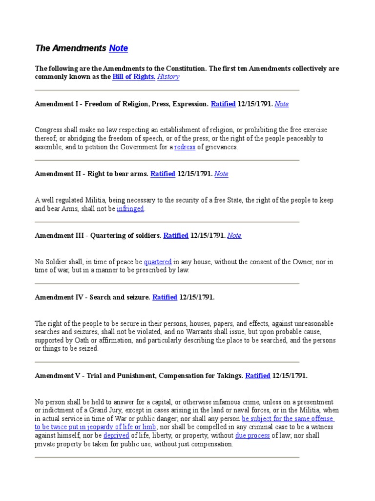 U.S. Constitutional Amendments Overview | PDF | Presidents Of The ...
