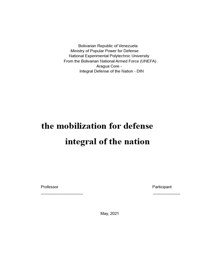 Venezuela's Comprehensive Defense Mobilization | PDF | Military ...