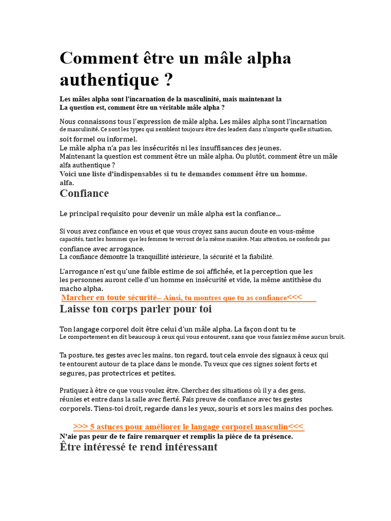 Devenir un mâle alpha authentique | PDF