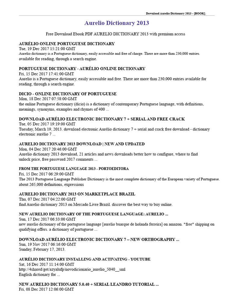 Aurelio Dictionary 2013 PDF | PDF | Computing | Software