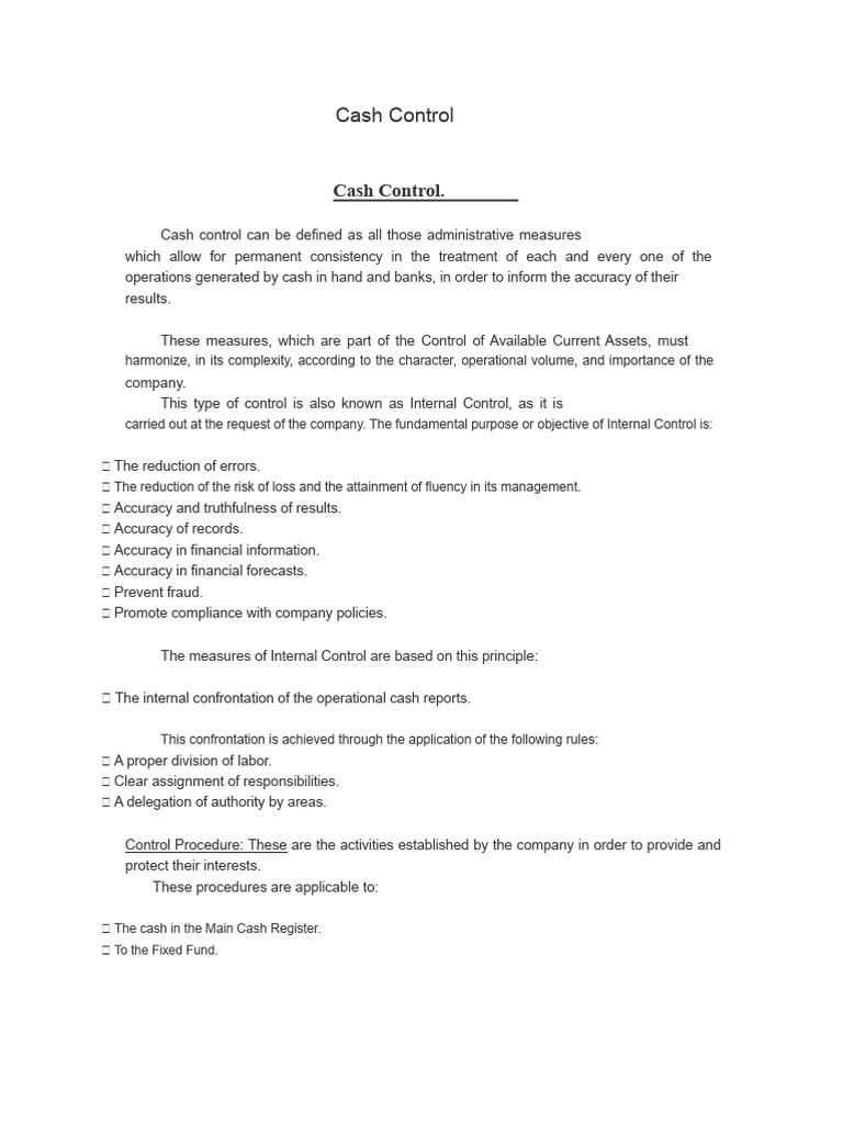 Cash Control | PDF | Debits And Credits | Banks