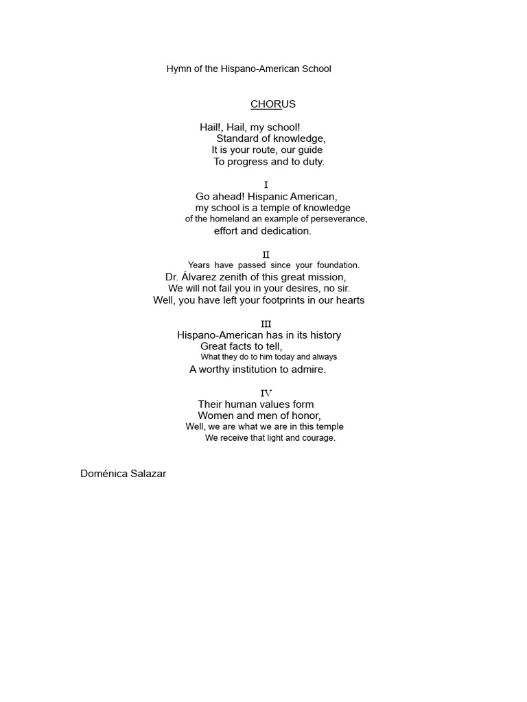Hymn To The Hispano-American College | PDF