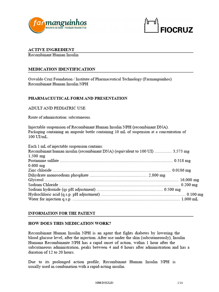 NPH Insulin Package Insert | PDF | Hypoglycemia | Hyperglycemia