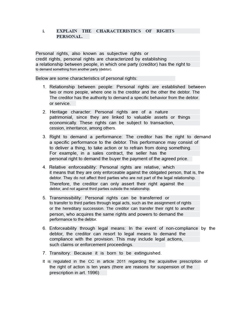 Characteristics of Personal and Real Rights | PDF | Guarantee | Notary ...