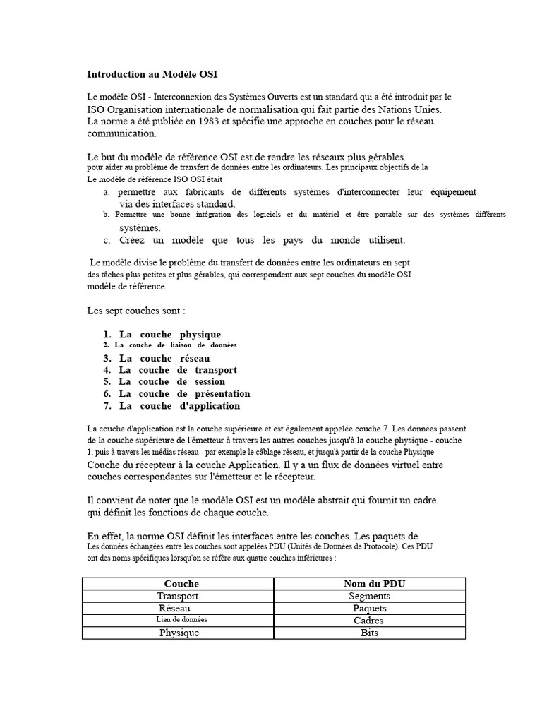 Modèle OSI | PDF | Modèle OSI | Informatique