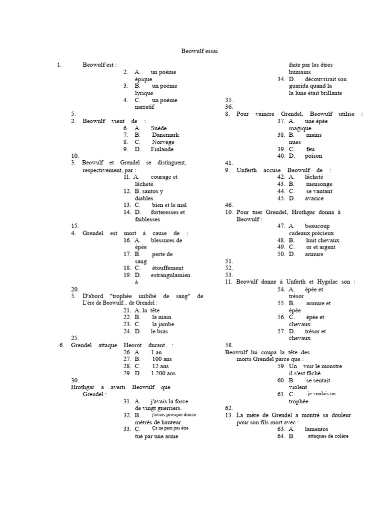Beowulf Test | PDF | Beowulf | Légendes médiévales