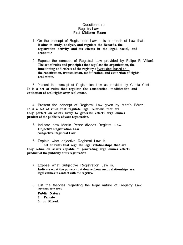 Questionnaire I Partial Registration Law | PDF | Justice | Crime & Violence