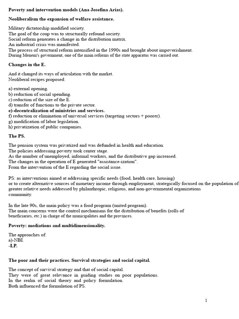 Neoliberalism and Poverty Intervention Models | PDF | Poverty | Poverty ...