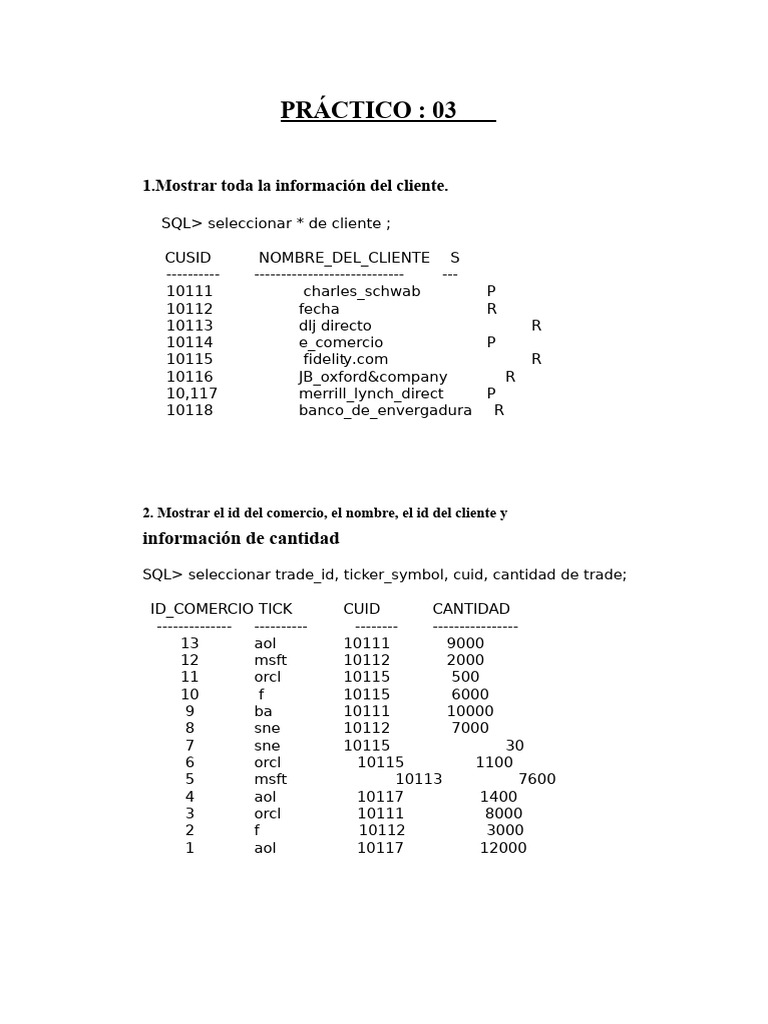 Consultas SQL para Gestión de Clientes y Comercio | PDF | Datos de ...