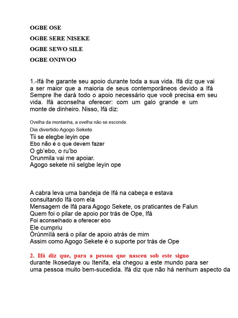 Ogbe Ose IFA TRADICIONAL | PDF | Dinheiro