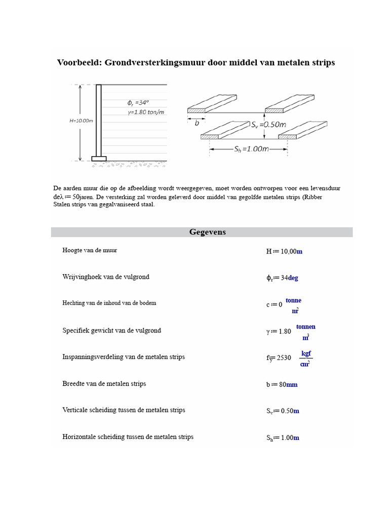 Voorbeeld van Grondversterkende Muren met Metalen Strips | PDF