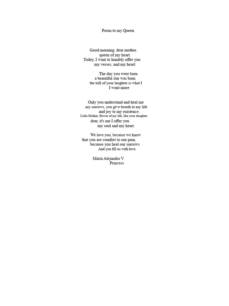 Poem To My Queen | PDF