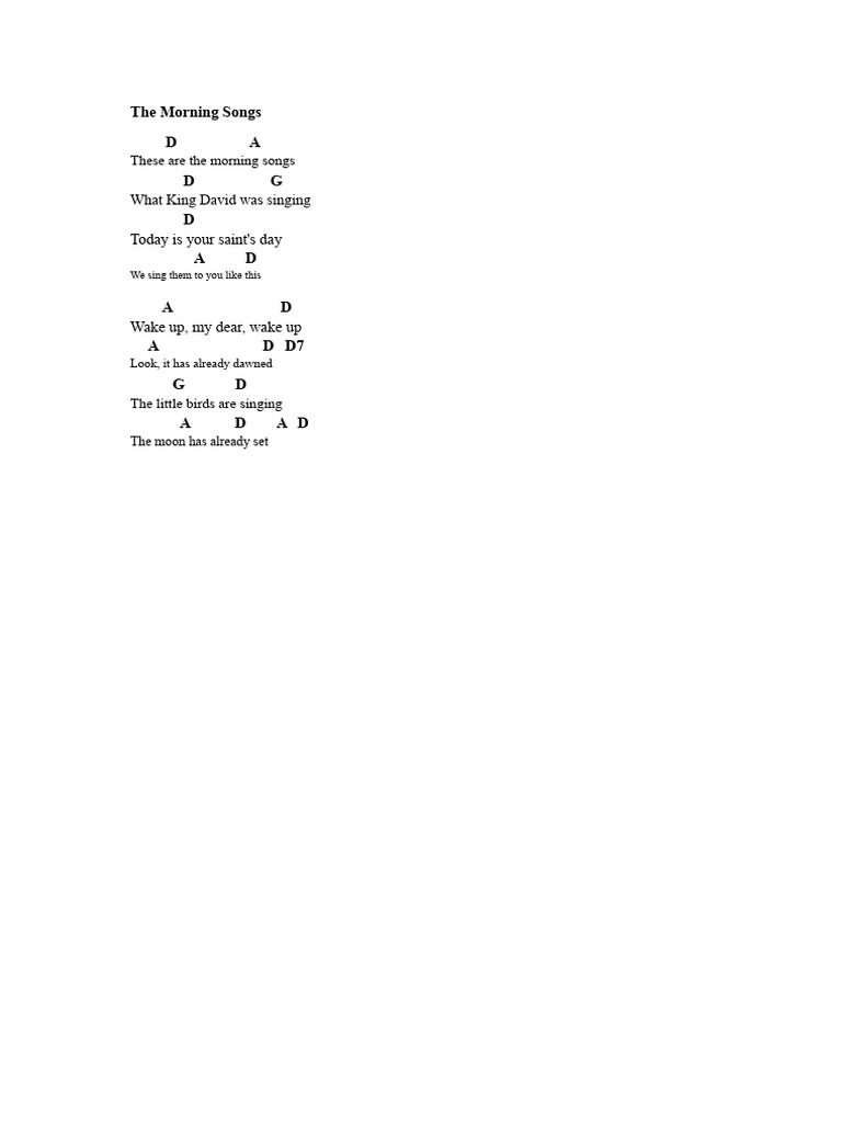 The Morning Song (Chords) D D7 | PDF