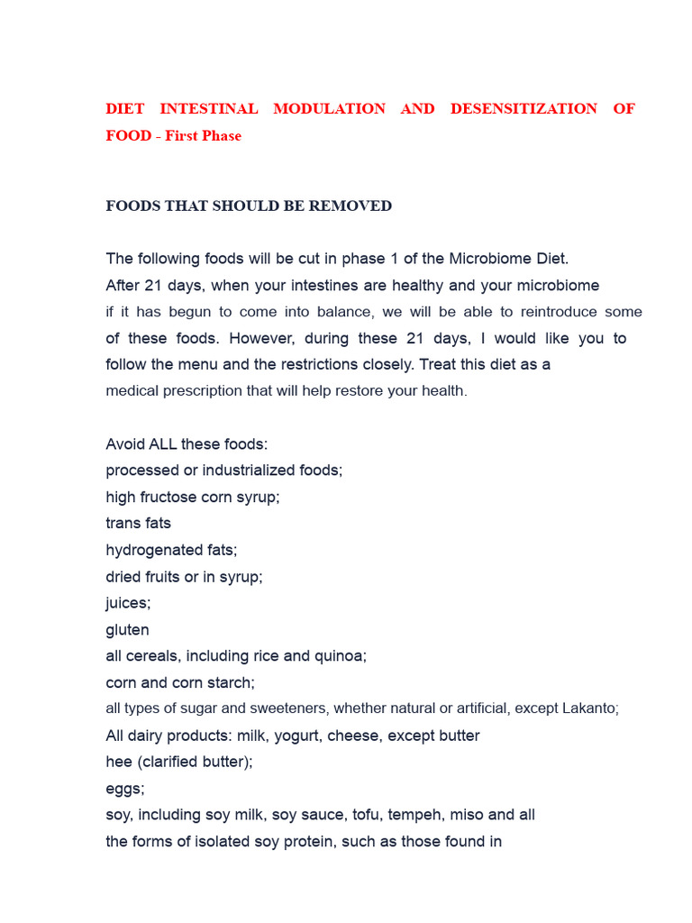 Diet Intestinal Modulation and Food Desensitization | PDF | Foods | Soybean