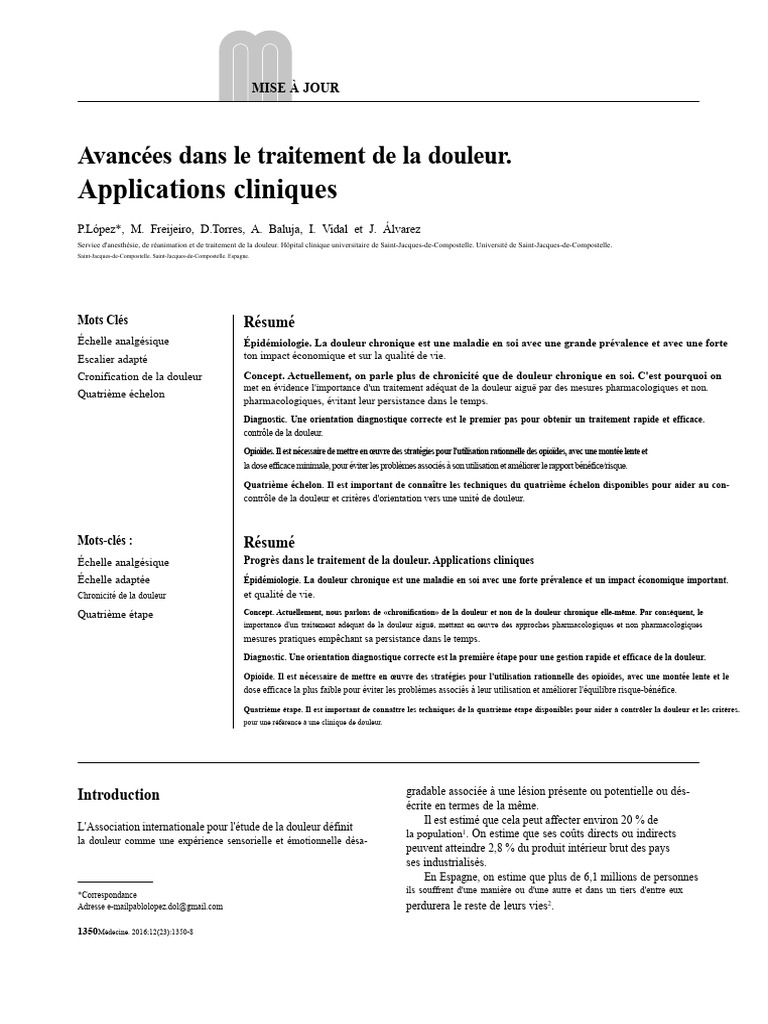 Progrès dans le traitement de la douleur | PDF | Douleur | Antalgique
