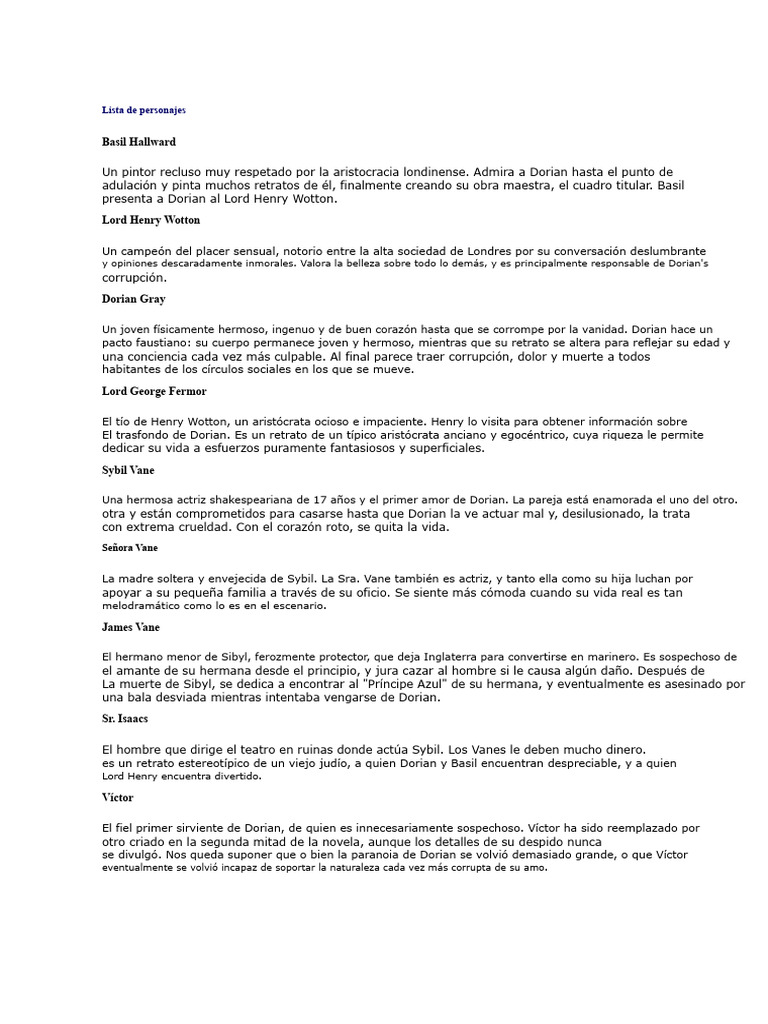 Guía de Dorian Grey | PDF | La imagen de Dorian Gray
