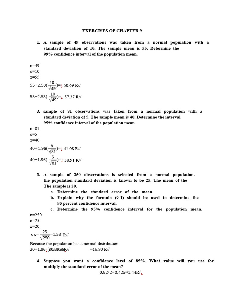 CHAPTER 9 | PDF | Confidence Interval | Sample Size Determination