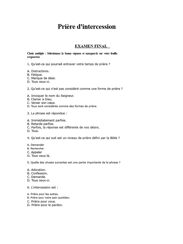 Guide d'intercession et de prière | PDF | Prière | Dieu