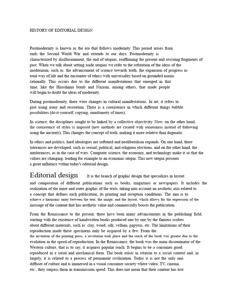 Evolution of Editorial Design History | PDF | Books | Graphic Design