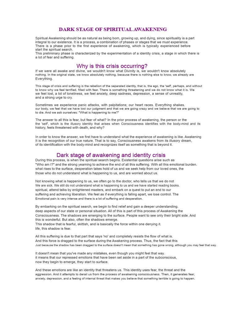 Dark Stage of Spiritual Awakening | PDF | Anxiety | Fear
