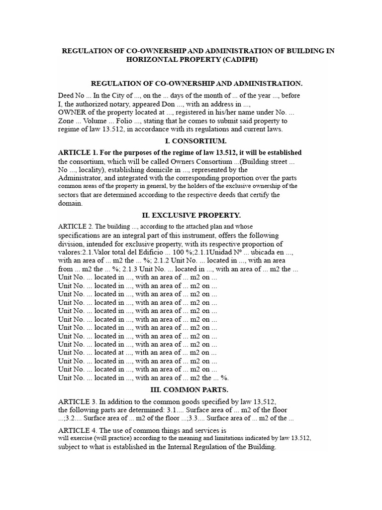 Regulation of Co-Ownership and Administration of Building in Horizontal ...