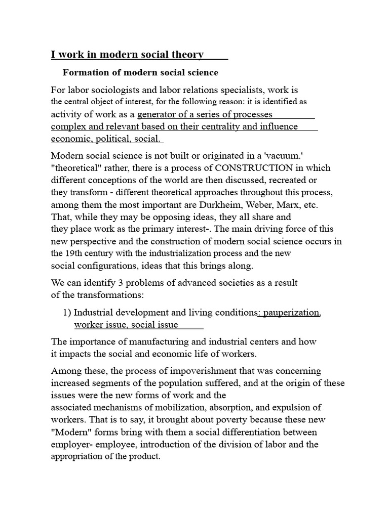 Modern Social Theory and Work Dynamics | PDF | Sociology | Society