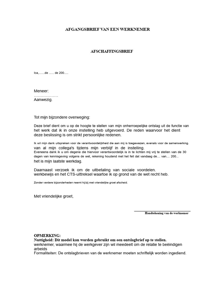 Ontslagbrief | PDF