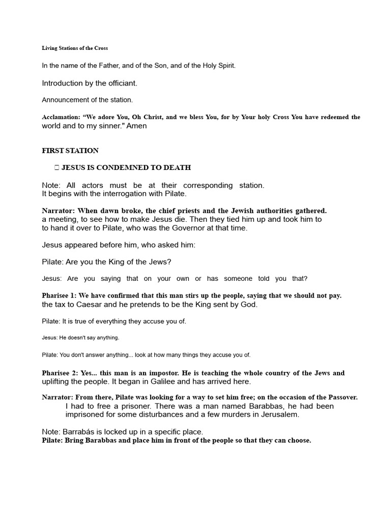 Living Stations of the Cross Script | PDF | Barabbas | Jesus