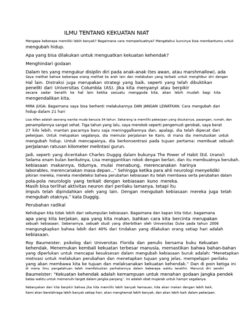 Ilmu Kekuatan Kemauan | PDF