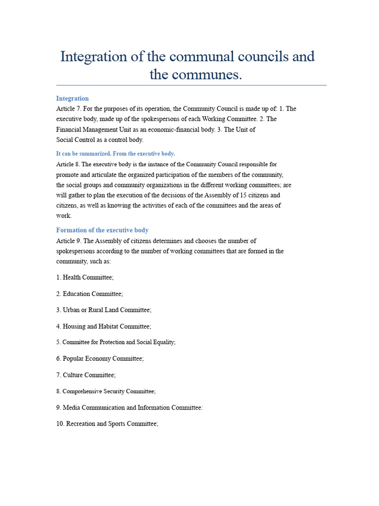 Integration of the communal councils | PDF | Banks