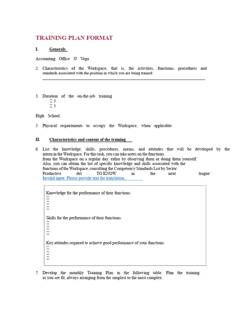 Training Plan Format For Youth Building The Future | PDF | Knowledge