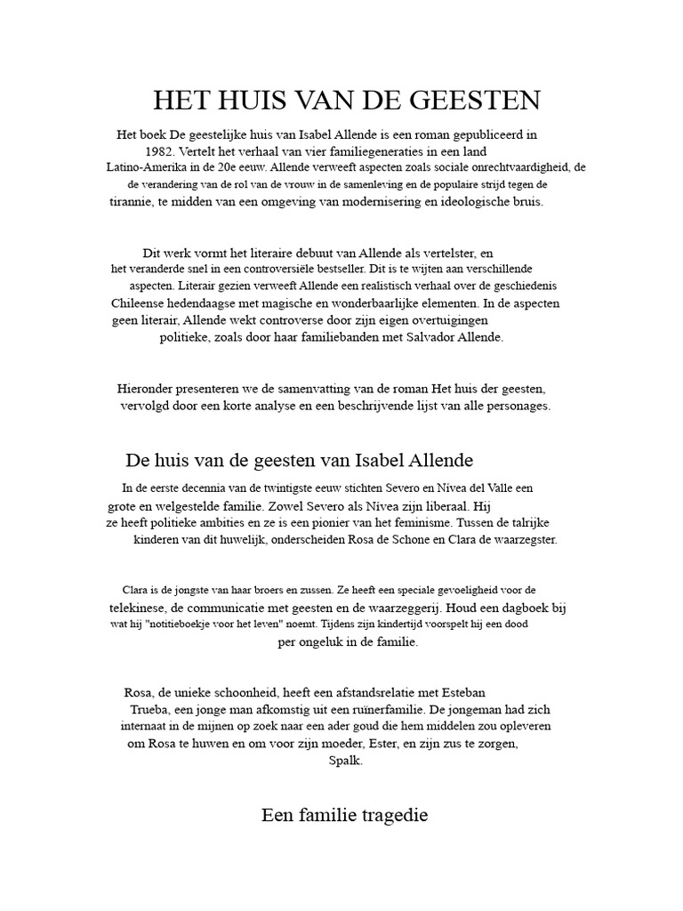 Het Huis Van de Geesten | PDF