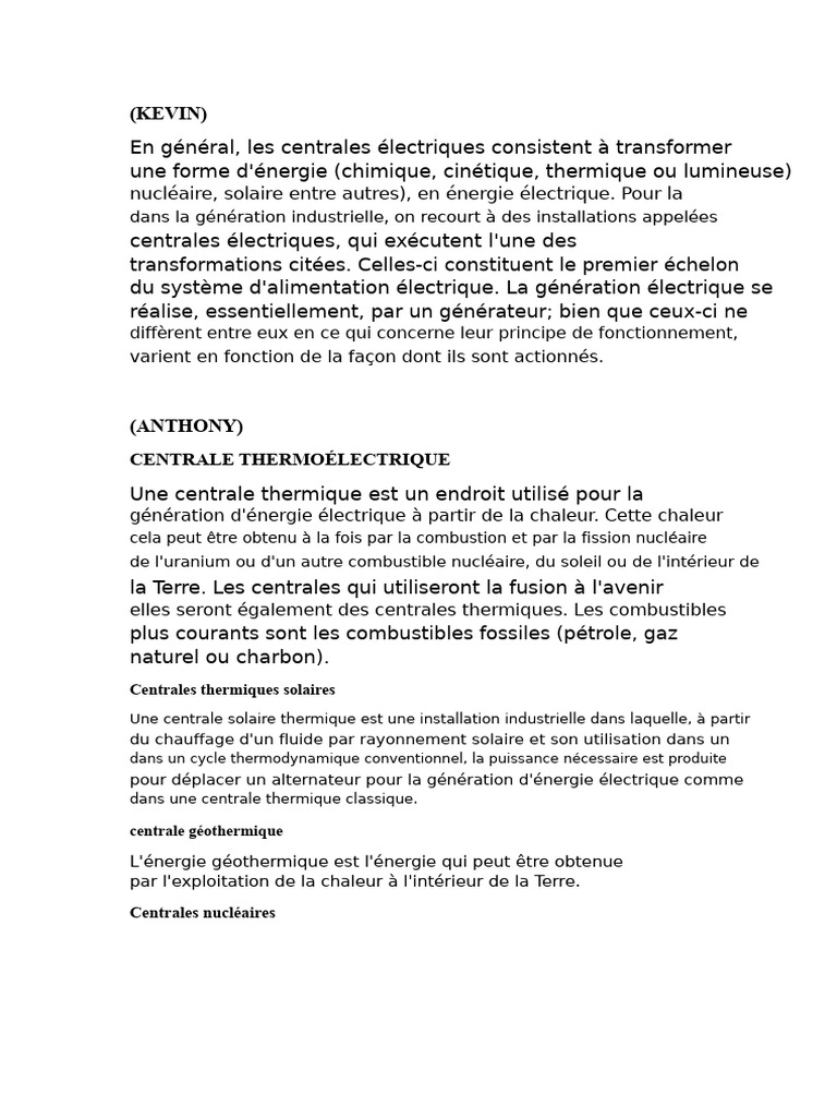 Types de centrales électriques expliqués | PDF | Centrale électrique ...