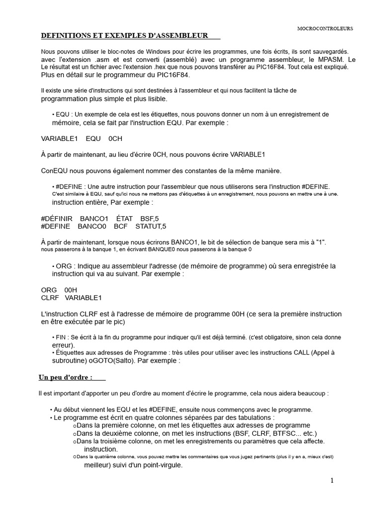 Exemples en Assembleur | PDF | Assembleur | Programmation