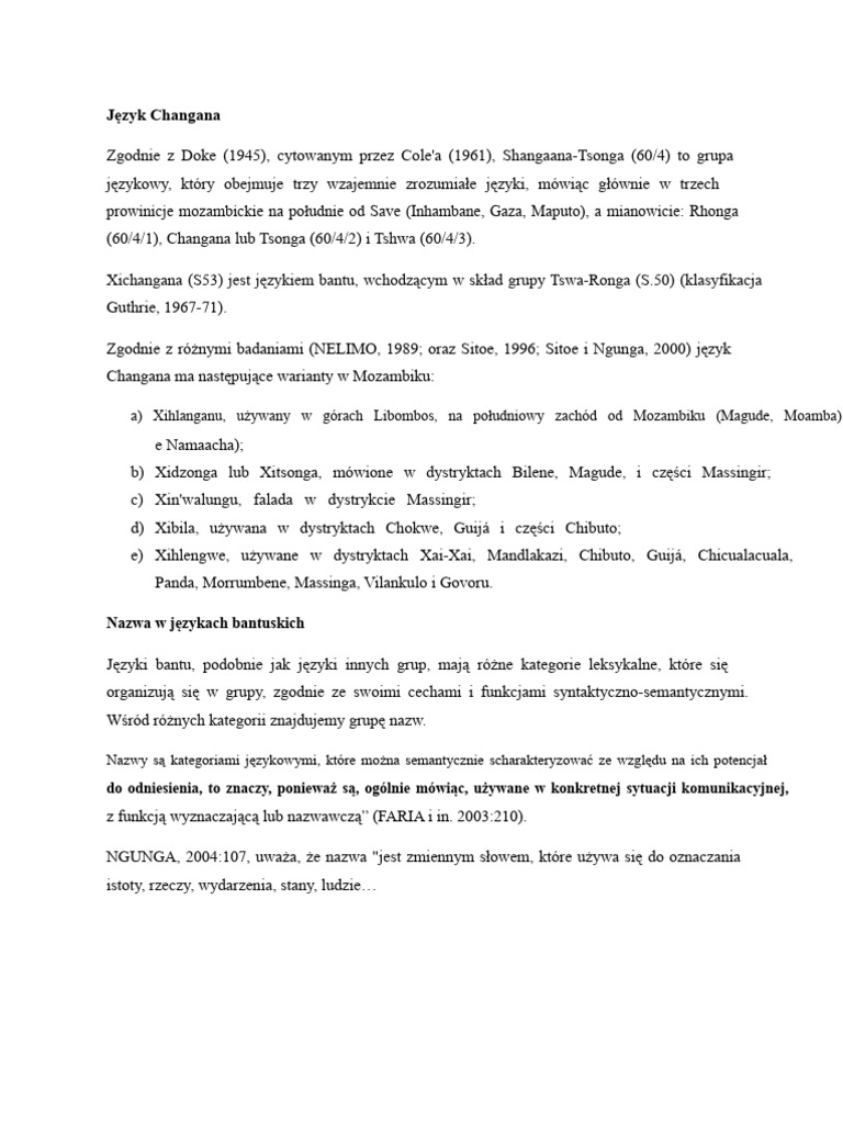 Język Changana | PDF