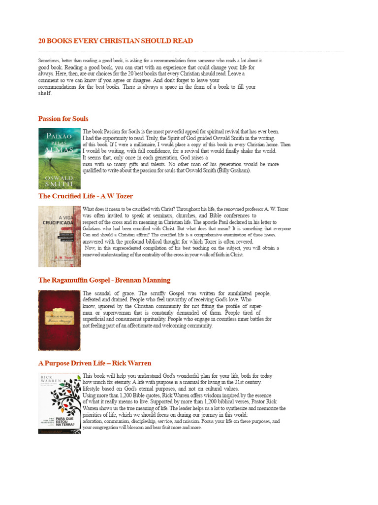 20 Essential Books for Christians | PDF | The Pilgrim's Progress | John ...